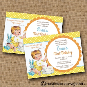 Baby's First Birthday Invitation | Vintage Birthday Party Invite ...