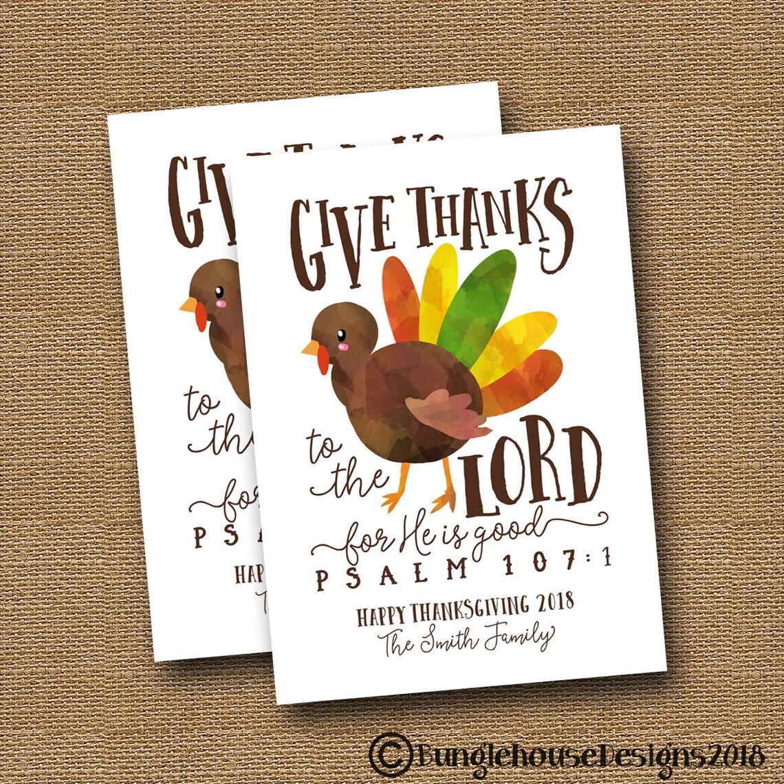 Religious Thanksgiving Card Printable Personalized | Etsy