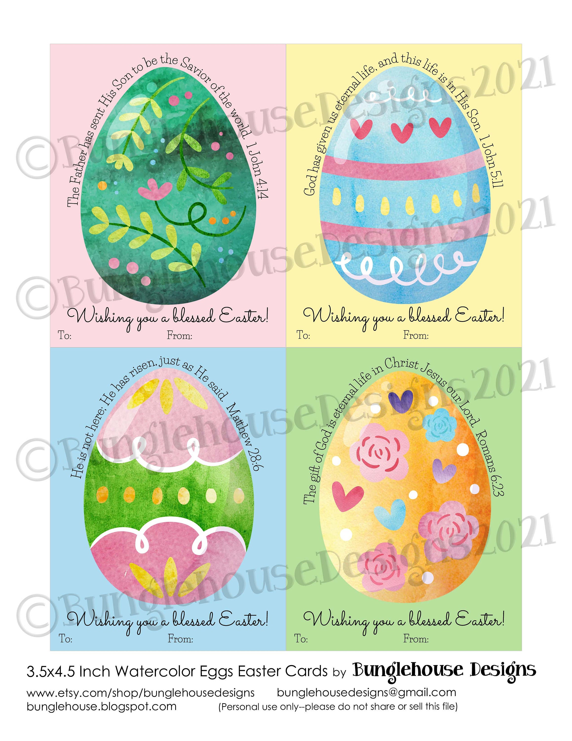 Printable Easter Cards With Scriptures Beautiful Watercolor - Etsy