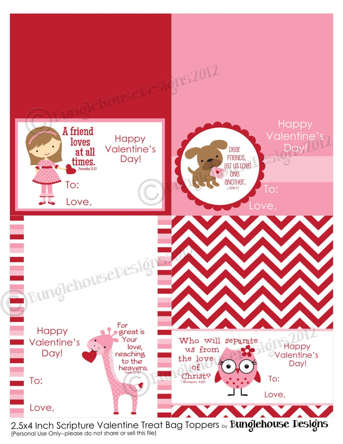 Valentine Treat Bag Toppers Kids School Valentines DIY - Etsy