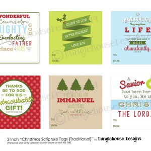 Printable Christmas Scripture Gift Tags DIY PRINTABLE Retro Christmas ...