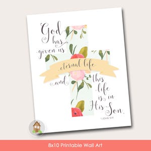 Easter Cross Scripture Printable | Christian Resurrection Wall Art ...