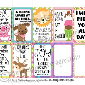Christian Printable Lunch Box Notes for Little Girls or Preschoolers ...