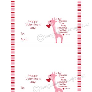 Classroom Valentine | Treat Bag Topper for Kids | Giraffe Valentine ...