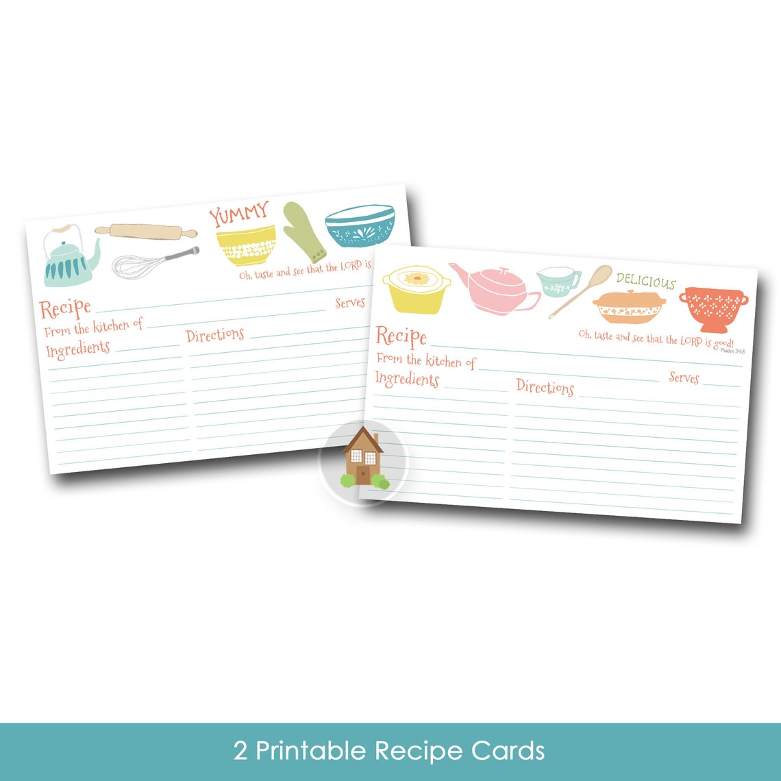 Instant Download Recipe Card With Bible Verse | Vintage Retro Kitchen ...
