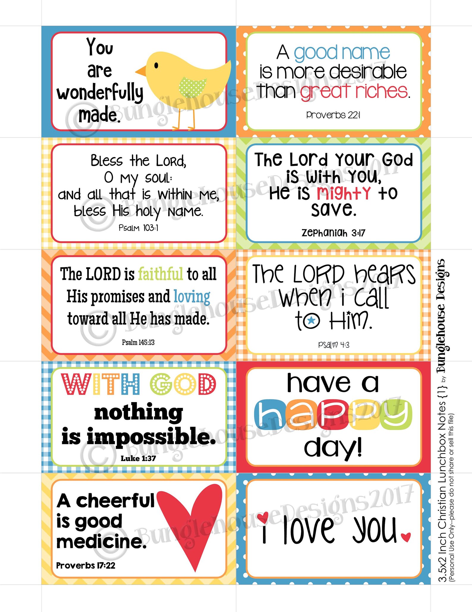 Lunch Box Notes for Kids | Bible Verse Lunchbox Notes | Happy Lunch ...