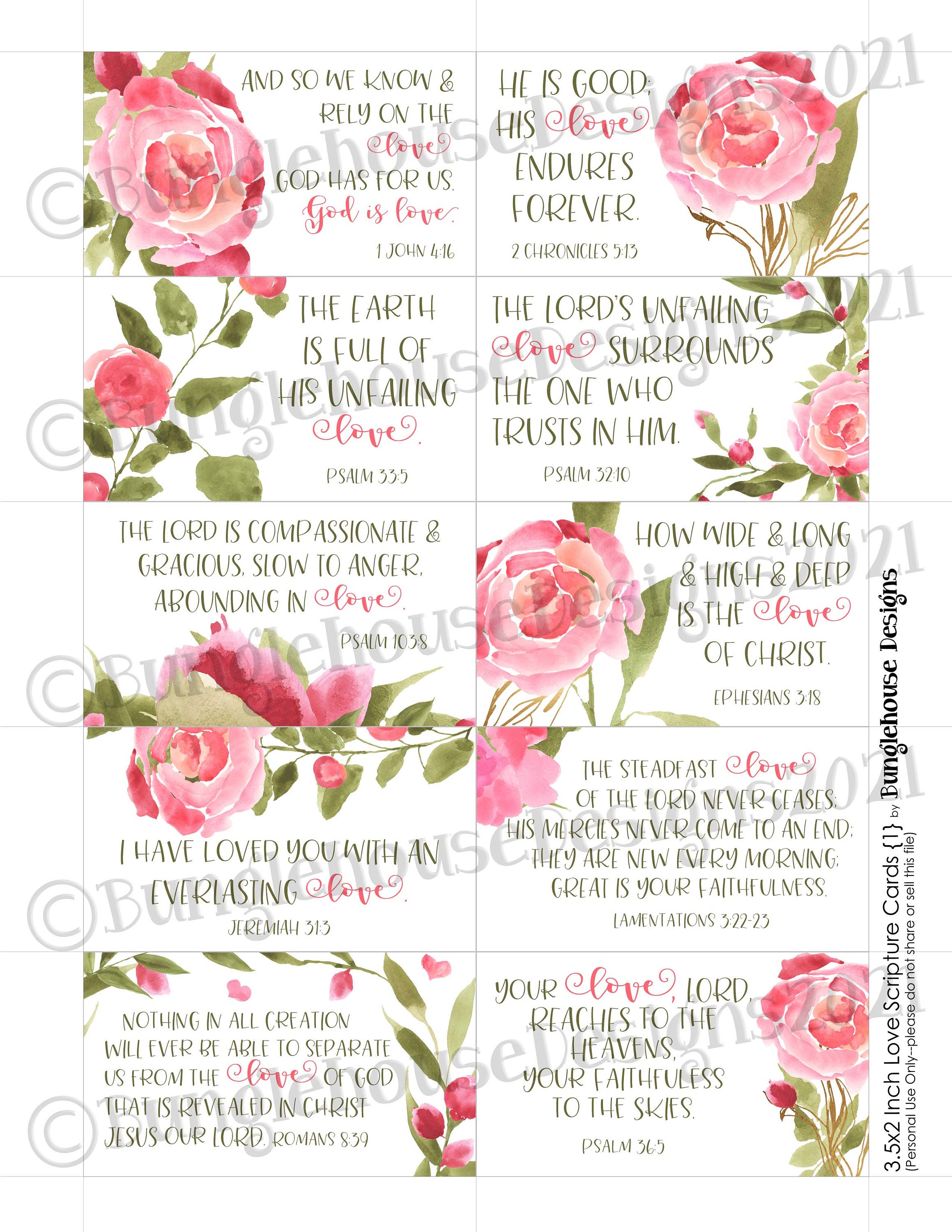 Love Scripture Cards | 20 Beautiful Encouragement Cards With Bible ...