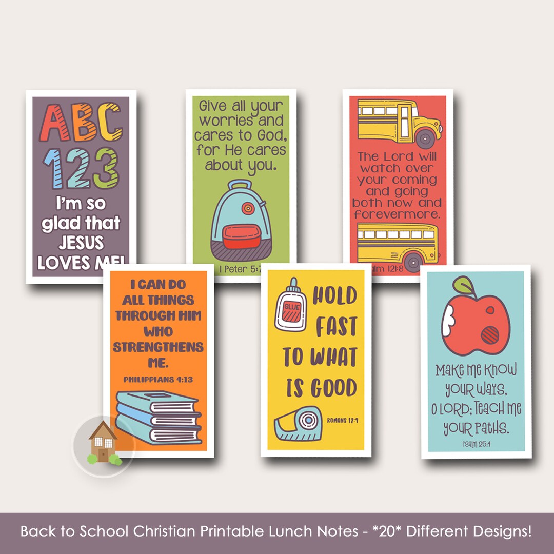 Back to School Lunch Box Notes for Kids Printable Scripture Lunch Notes ...
