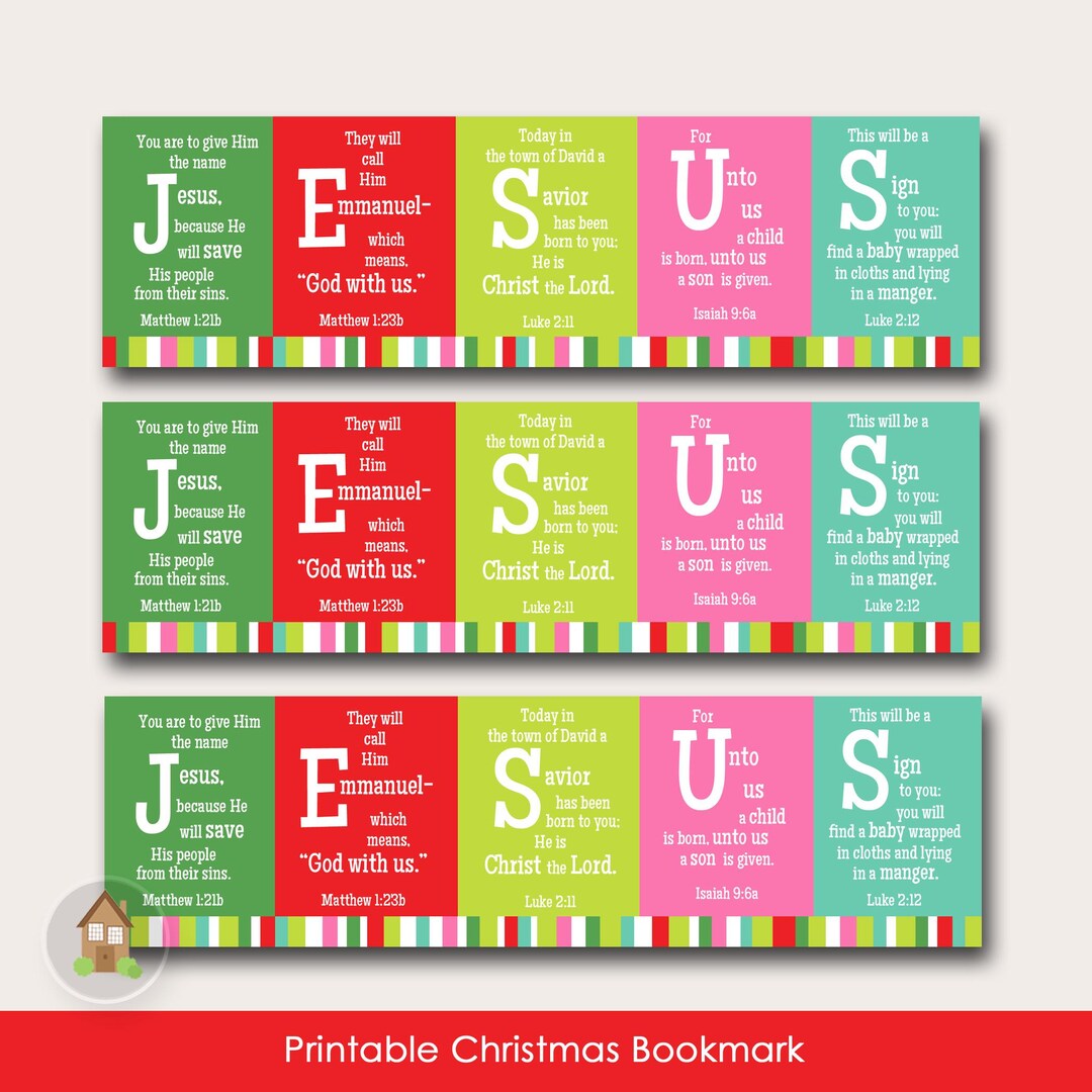 Printable JESUS Christmas Bookmark in Bright Colors | Christmas ...