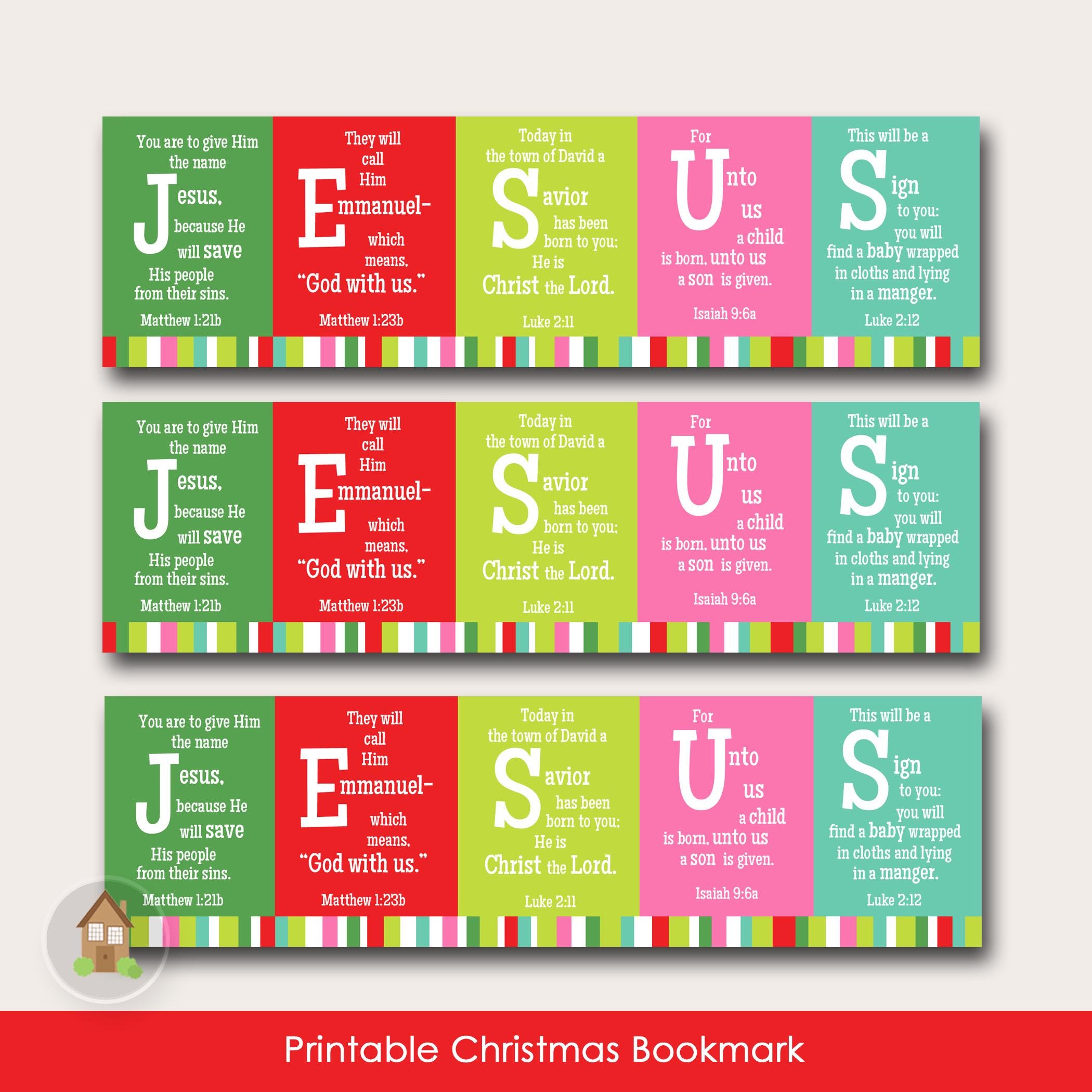 Printable JESUS Christmas Bookmark in Bright Colors | Christmas ...