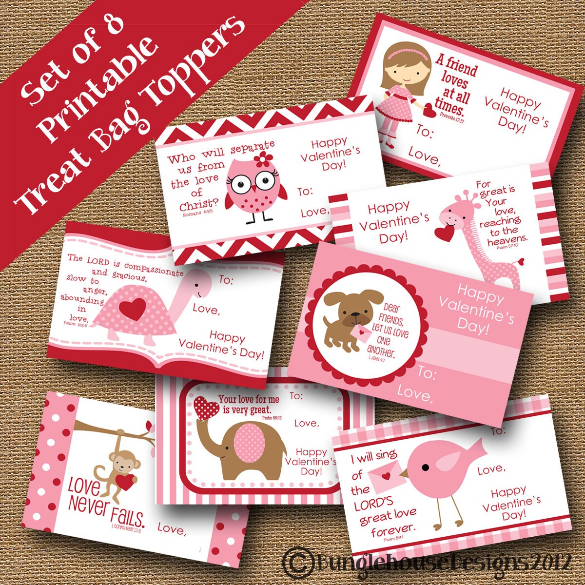 Valentine Treat Bag Toppers Kids School Valentines DIY | Etsy