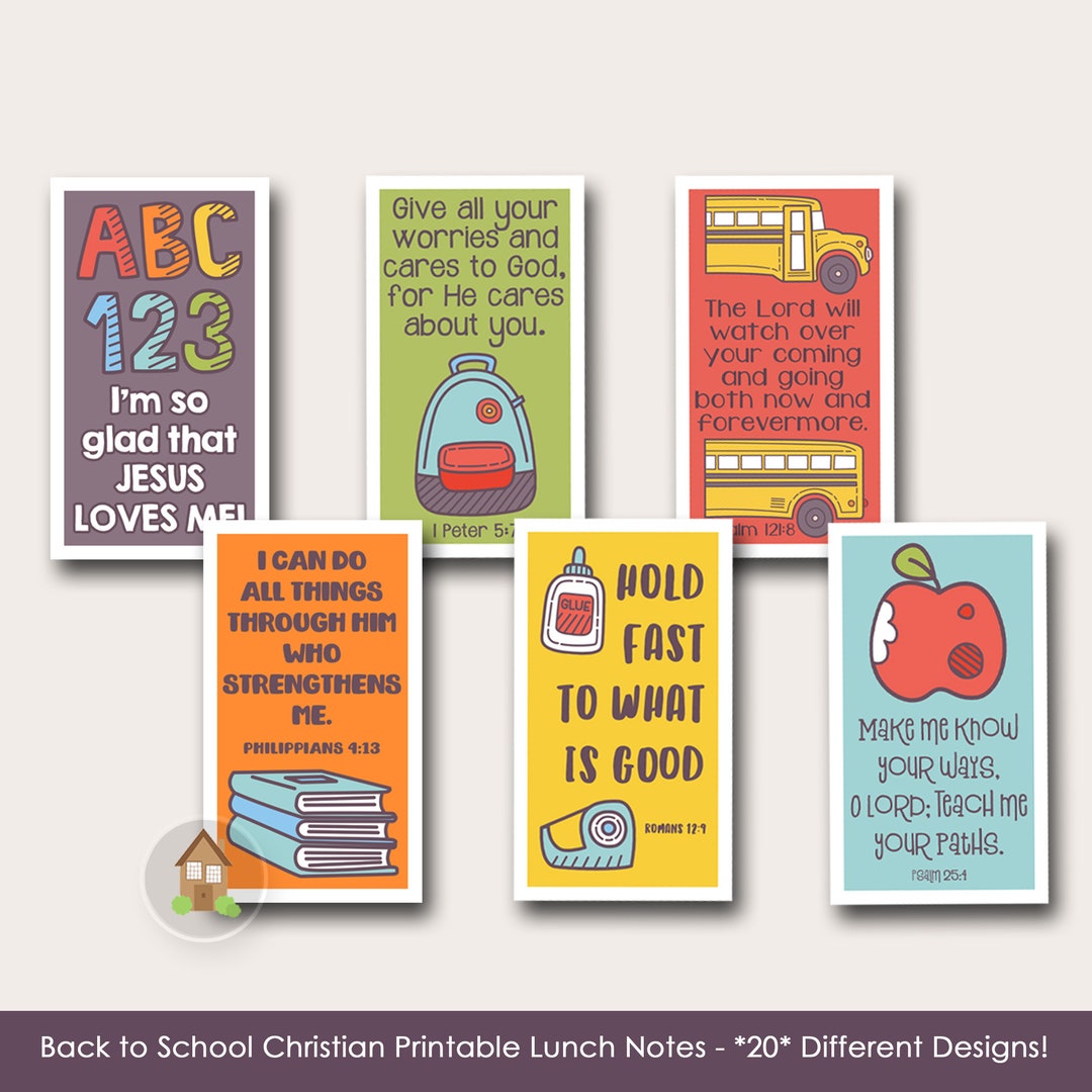 Back to School Lunch Box Notes for Kids | Printable Scripture Lunch ...
