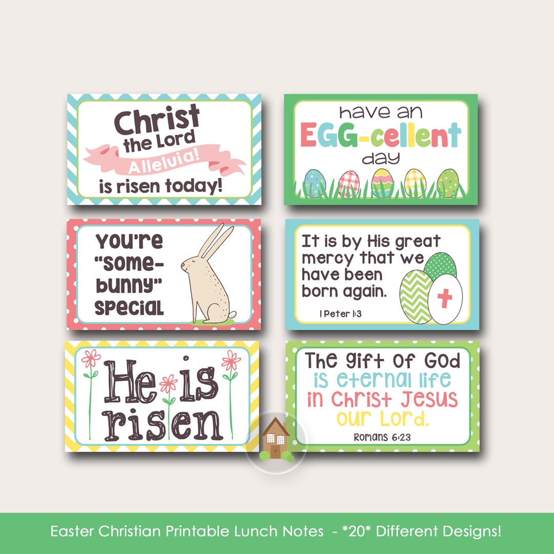 Easter Lunch Box Notes | Printable Scripture Lunchbox Cards for Spring ...