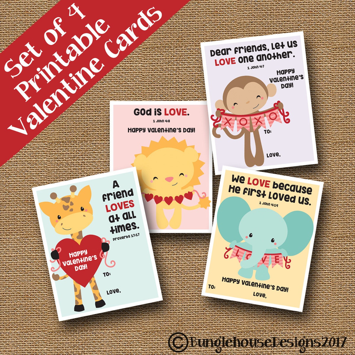 Preschool Valentines Safari Valentines DIY PRINTABLE | Etsy