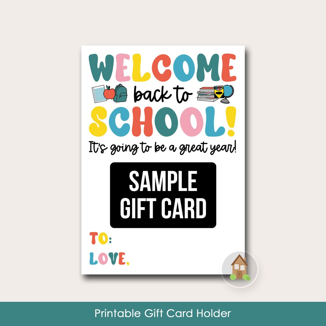 Welcome Back to School Printable Gift Card Holder for Teachers and ...