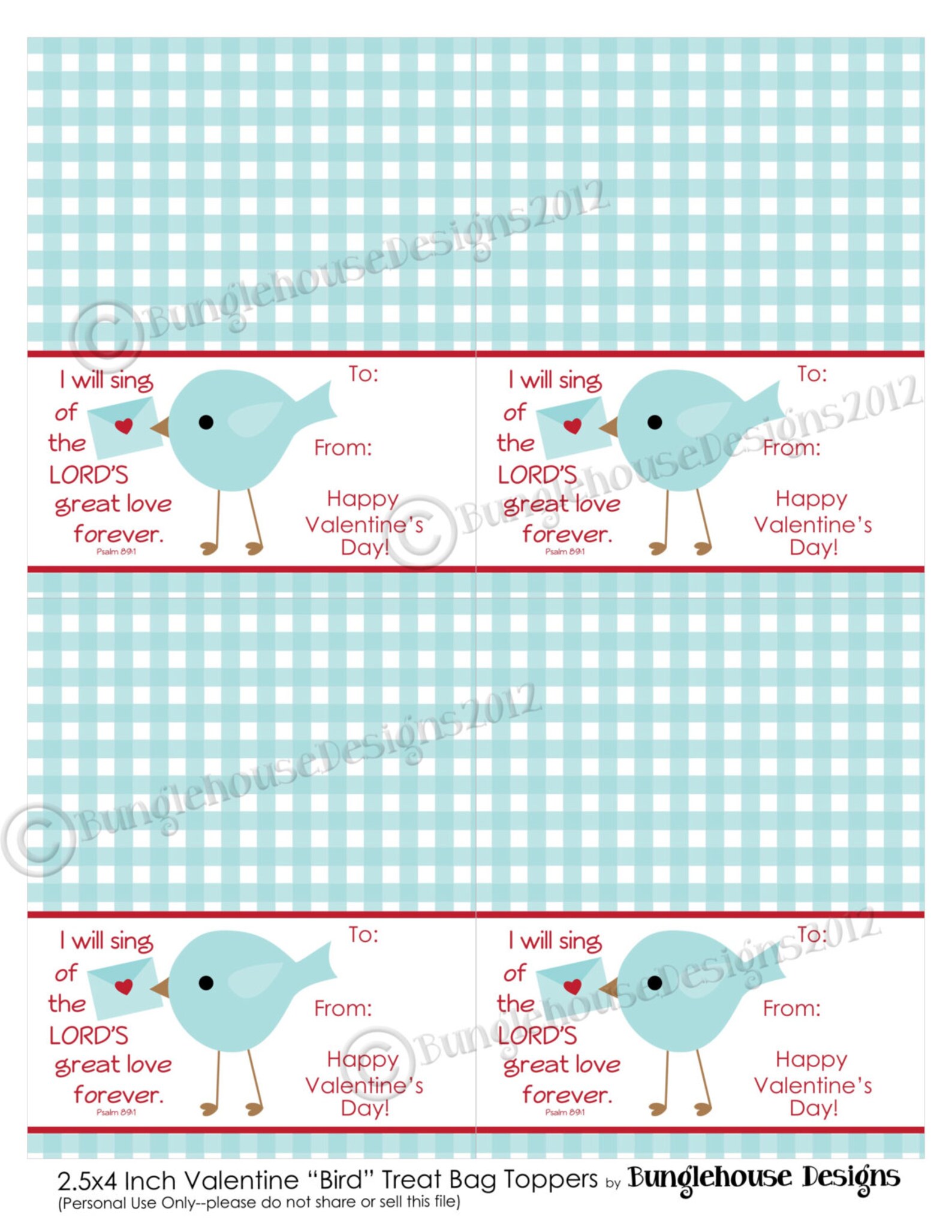 Valentine Treat Bag Topper for Classroom School Kids Bird | Etsy