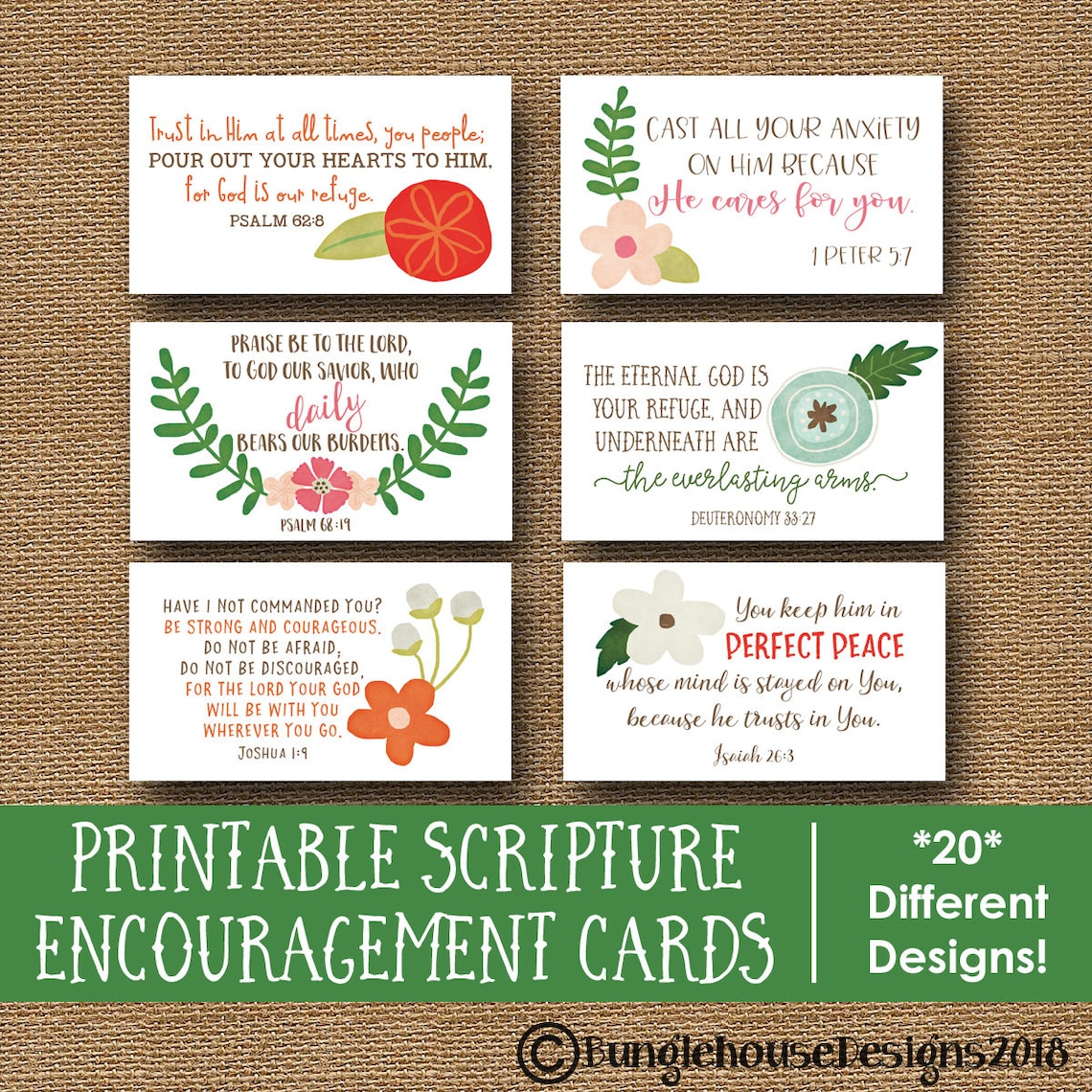 Scripture Encouragement Cards Printable Bible Verses Lunch - Etsy