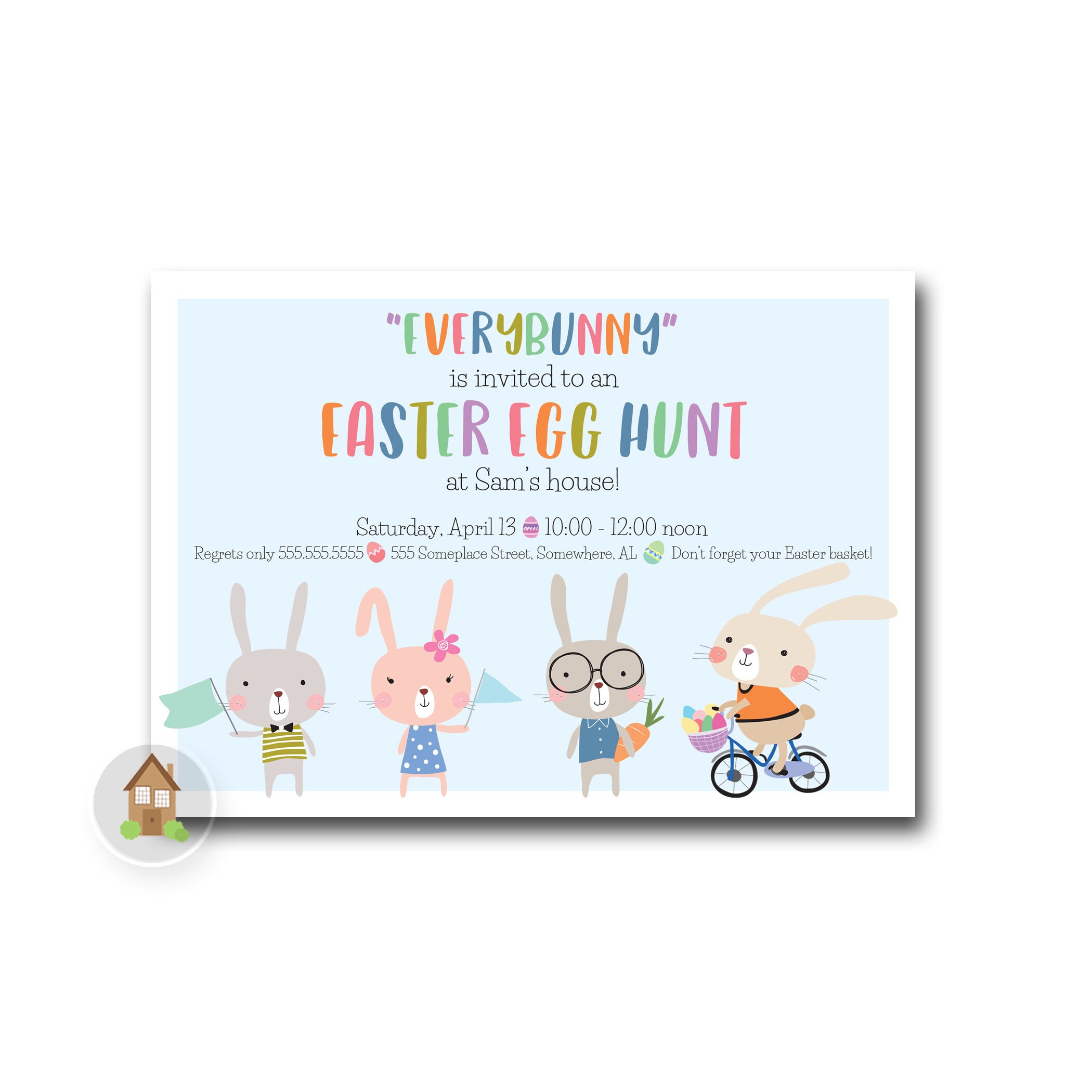 Cute Easter Egg Hunt Printable Invitation | Easter Bunnies Spring Party ...