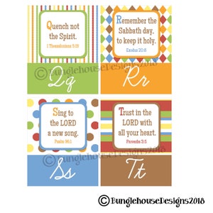 Digital Cursive Wall Alphabet With Bible Verses for Kids Classroom - Etsy