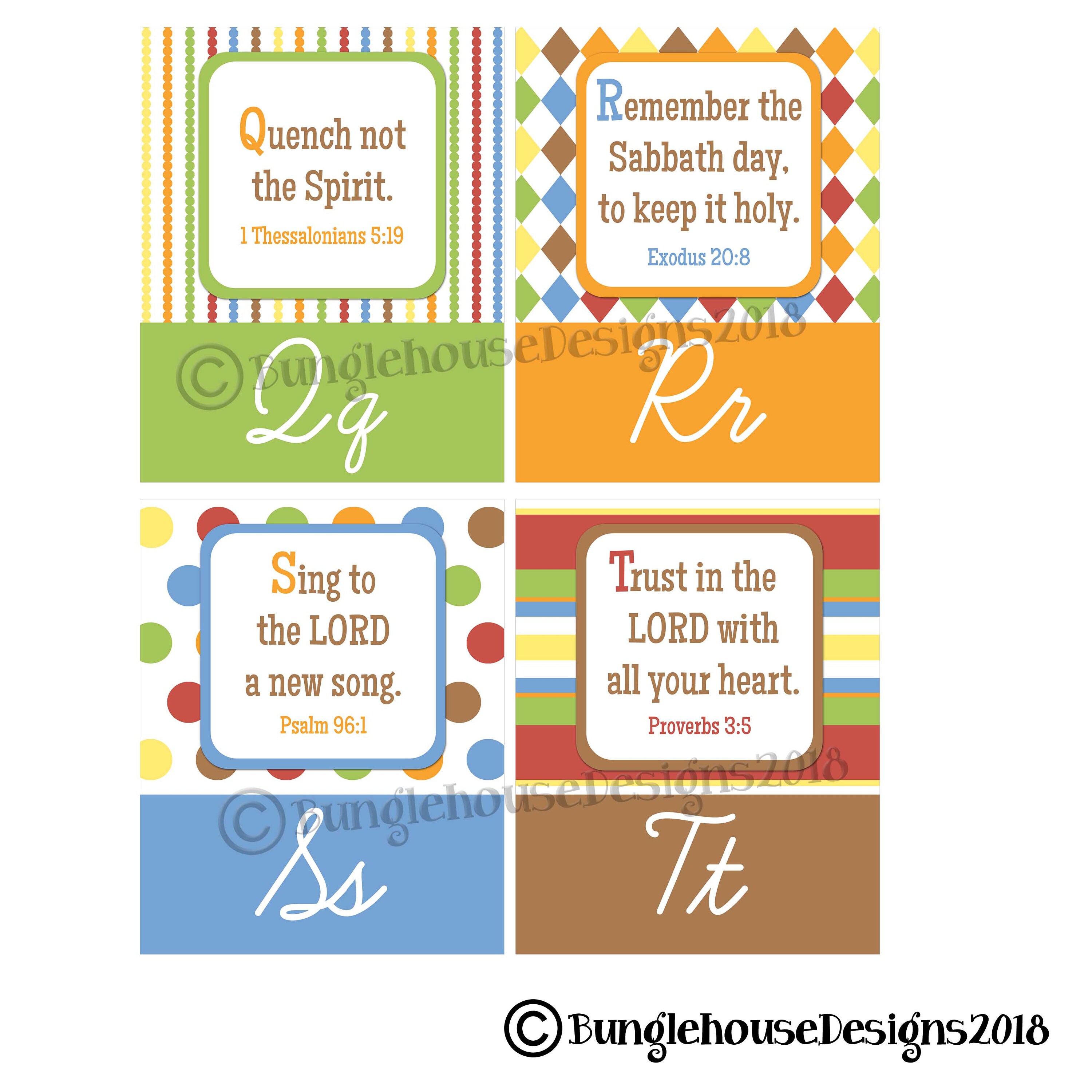 Digital Cursive Wall Alphabet With Bible Verses for Kids Classroom - Etsy