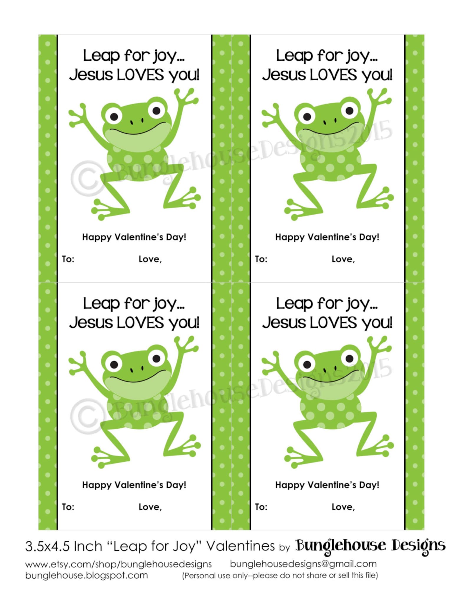 Frog Valentines | Jesus Loves You | Leap for Joy | Christian Valentine ...