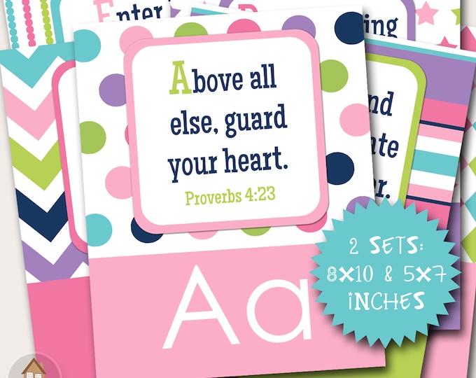 ABC Scripture Cards, Abc's of God Scripture Art, Christian Kids Set of ...