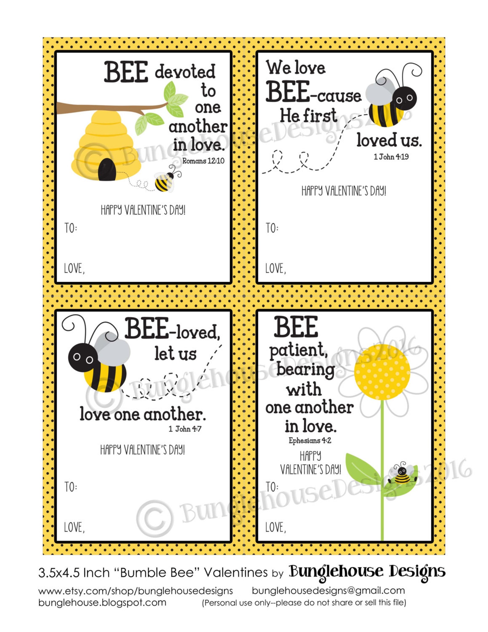Bumble Bee Valentines Christian Scripture Bible Verse - Etsy