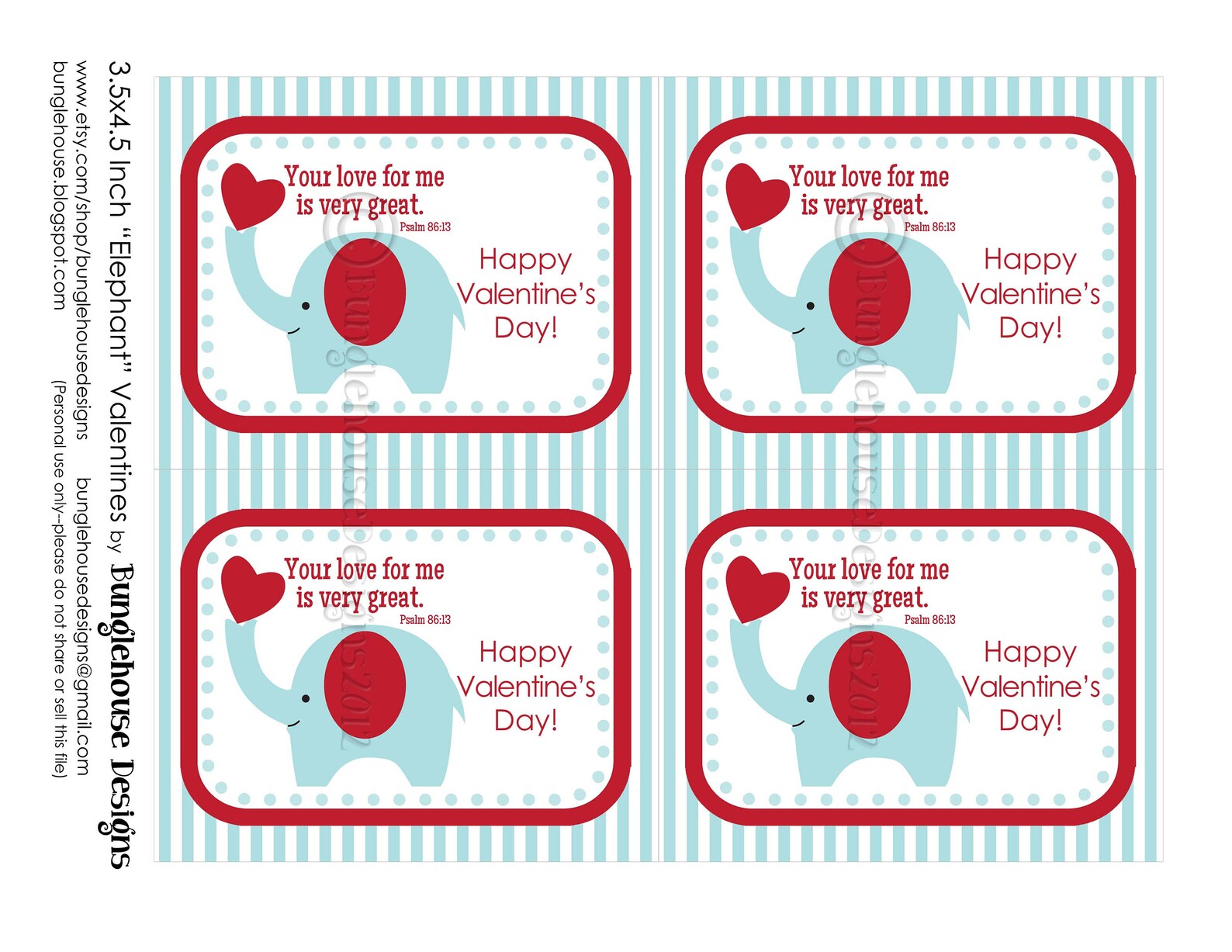 Elephant Valentine Classroom Valentine for Kids Christian - Etsy