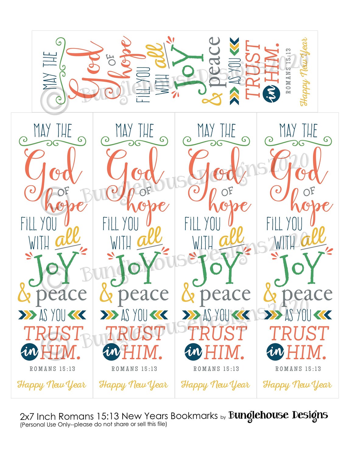 Romans 15:13 Printable Bookmark Happy New Year Scripture - Etsy