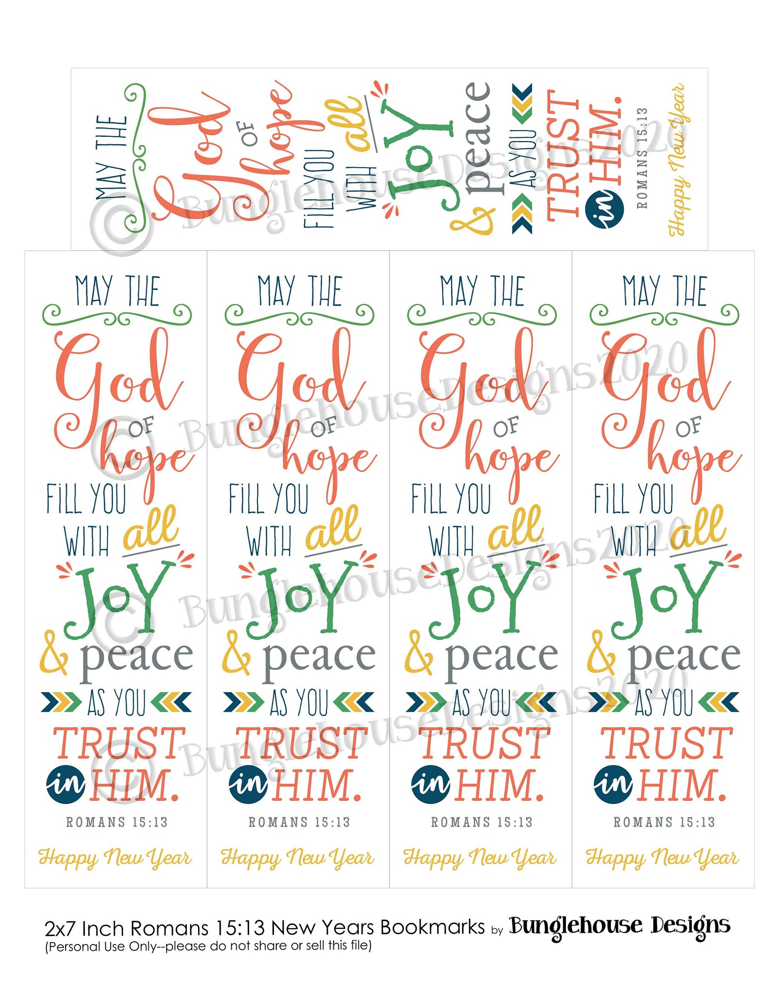 Romans 15:13 Printable Bookmark Happy New Year Scripture | Etsy