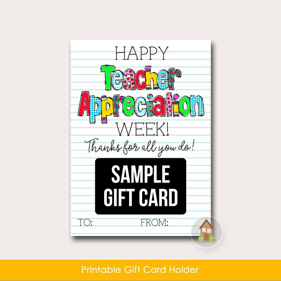 Happy Teacher Appreciation Week | Cute Instant Download Gift Card ...