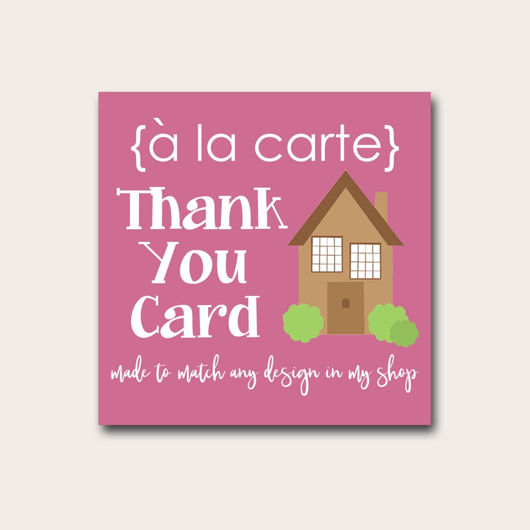 Made to Match THANK YOU Card - Printable - Personalize and Coordinate ...
