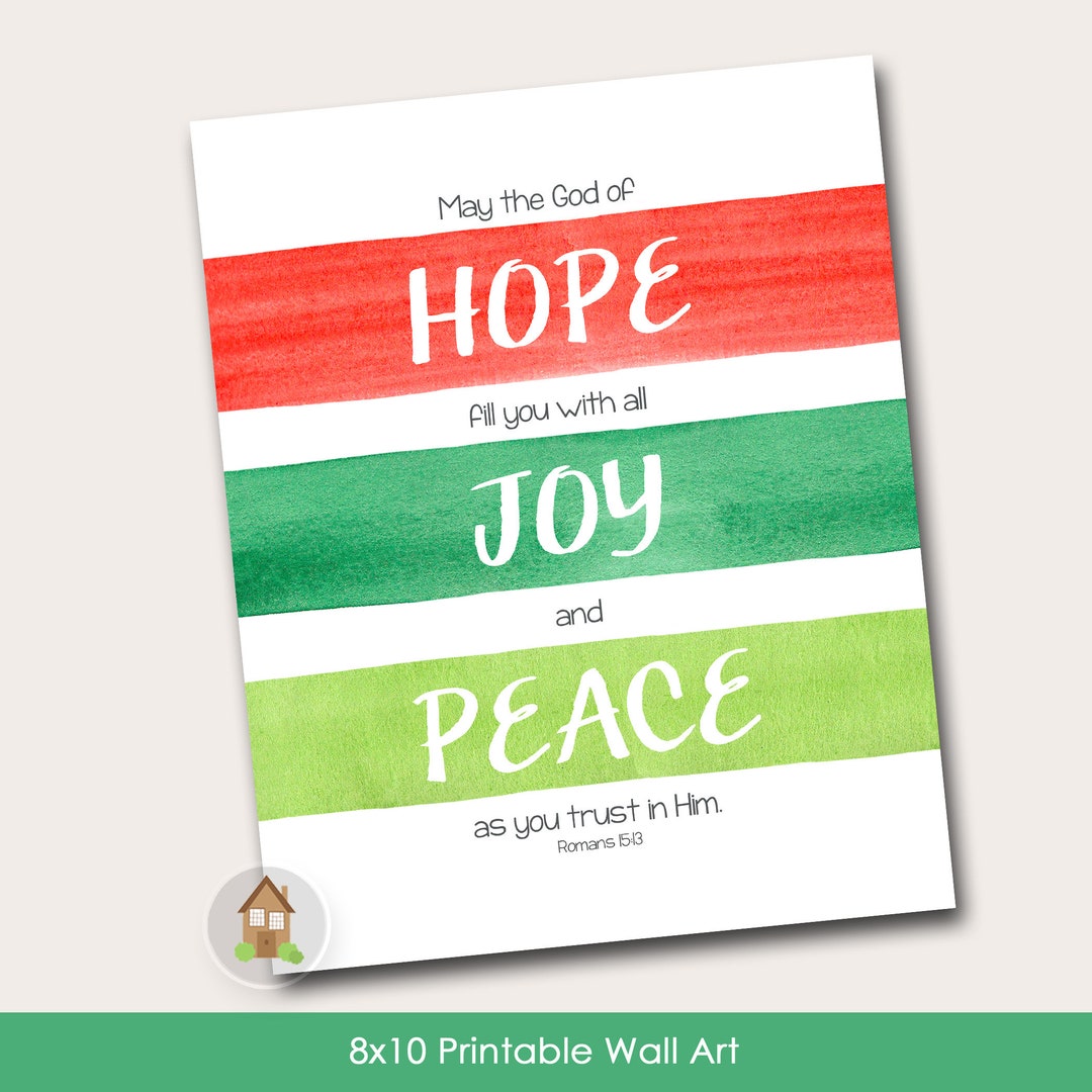 Christmas Watercolor Wall Art | Scripture 8x10 | Romans 15:13 | Hope ...