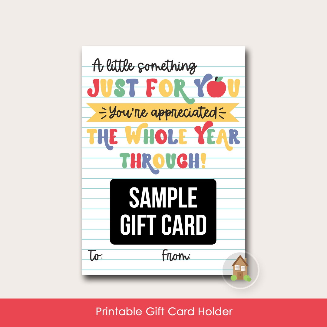 Printable Gift Card Holder for Teacher, School Staff | You're ...