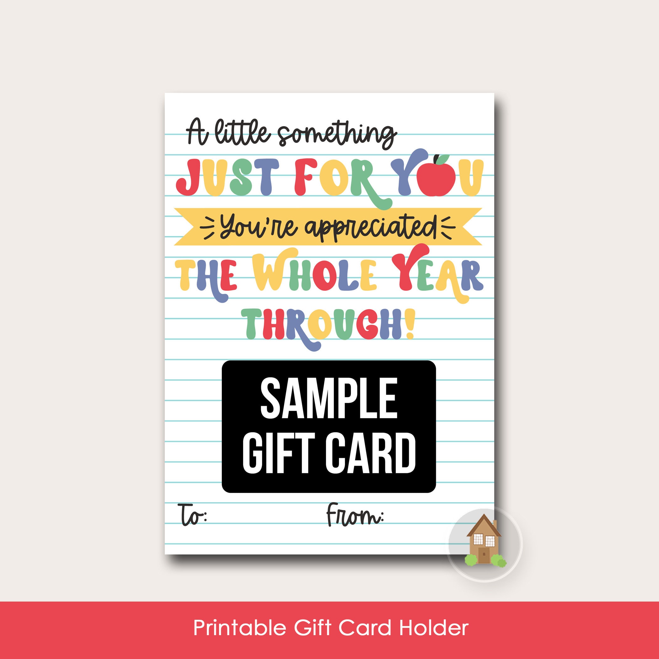 Printable Gift Card Holder for Teacher, School Staff | You're ...
