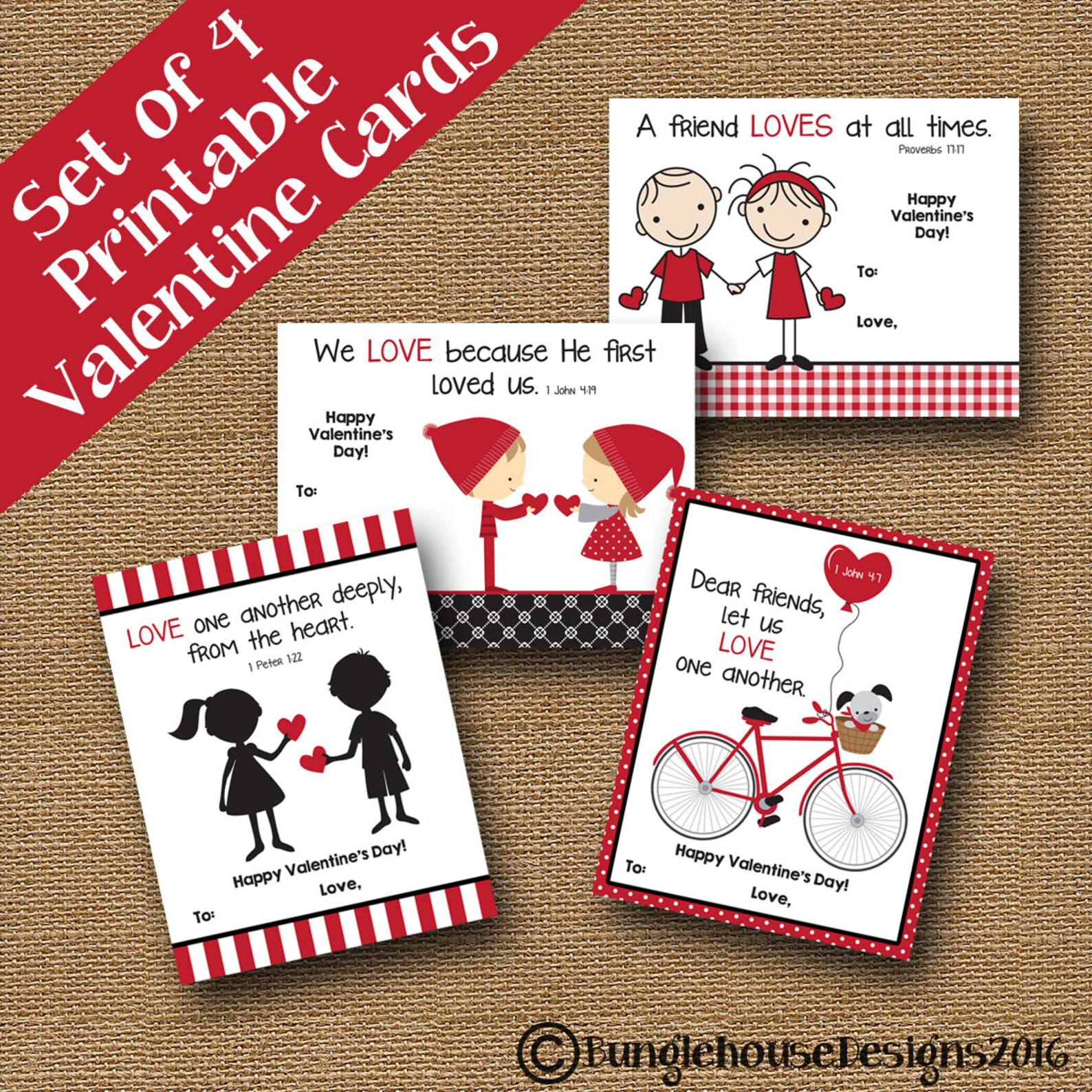 Christian Kids Friendship Valentines Printable Scripture - Etsy
