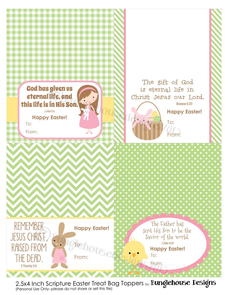 Cute Easter Scripture Bible Verse Treat Toppers for Girls | Etsy