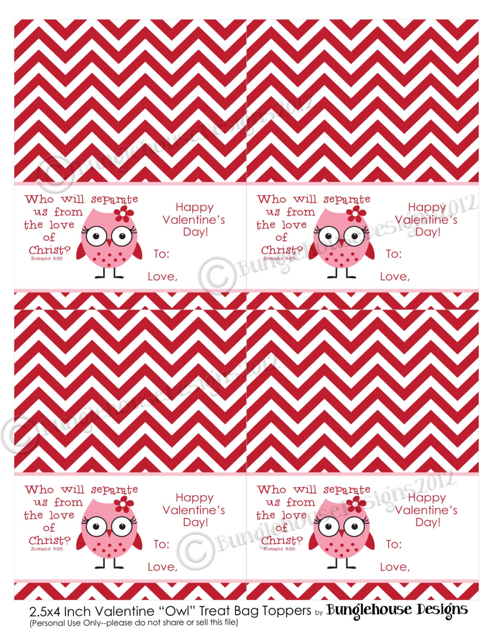 Owl Valentine | Treat Bag Topper for Kids | Treat Label | DIY PRINTABLE ...