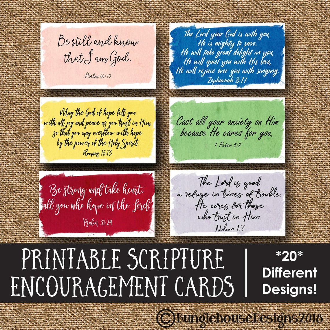 Bible Verse Encouragement Cards Printable Scripture Memory - Etsy