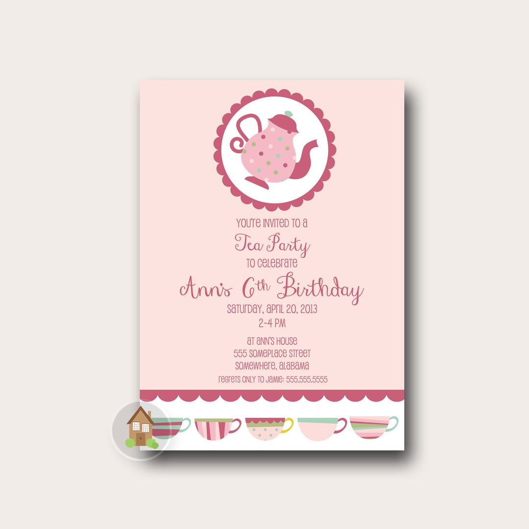 Tea Party Invitation | Girls Birthday Invitation | Pink Tea Party ...