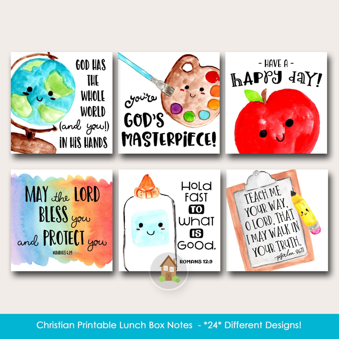 Cute Christian Lunchbox Notes for Kids, Watercolor Lunch Notes With ...