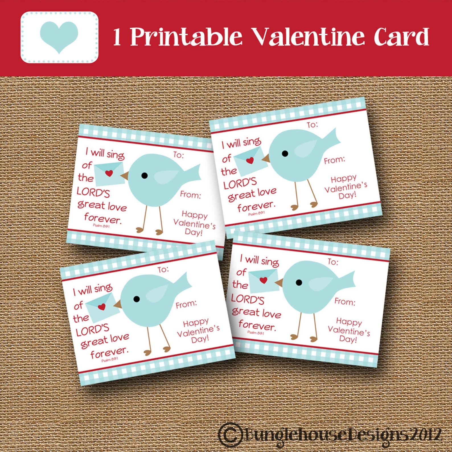 Kids Classroom Valentine Card Sweet Blue Bird Valentine - Etsy