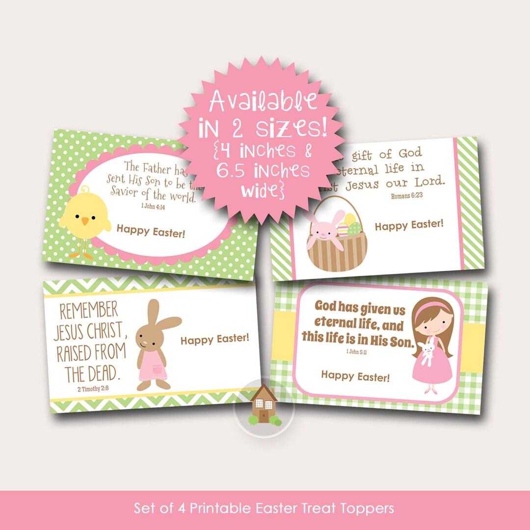 Cute Easter Scripture, Bible Verse Treat Toppers for Girls | Christian ...