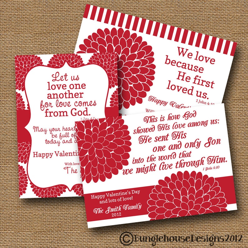 Bible Verse Valentines Set of 3 Valentine Cards 1 John - Etsy