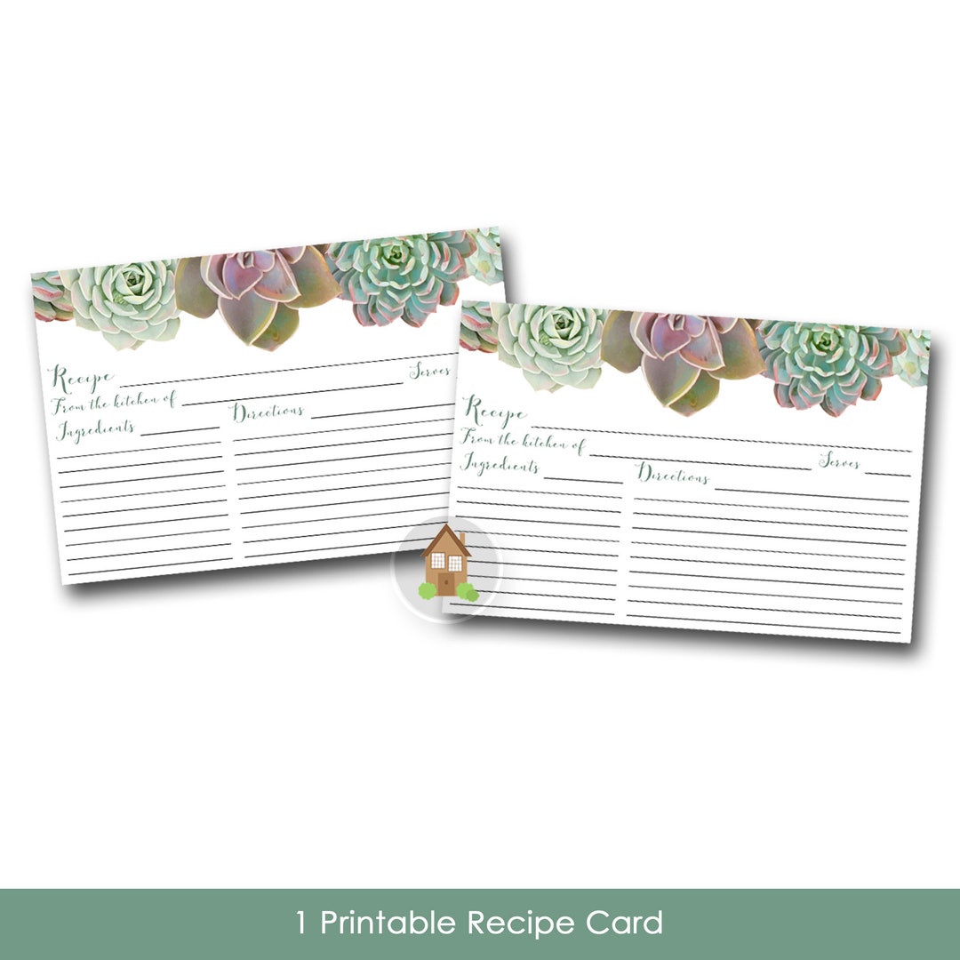 Carte recette de succulentes | Cartes de recettes imprimables | Recette ...
