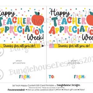 Teacher Appreciation Week Gift Card Holder | Printable Retro Happy ...