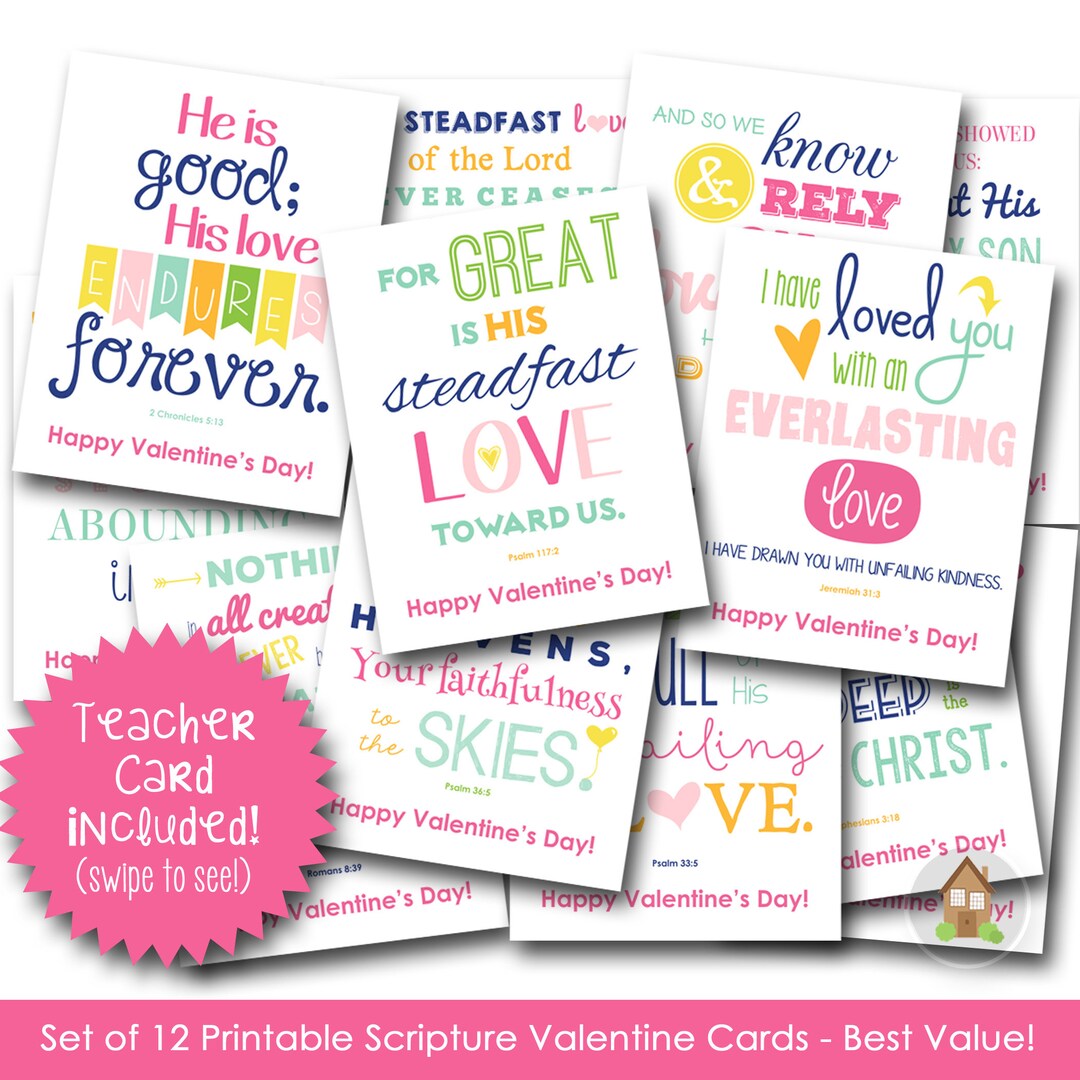 Set of 12 Scripture Valentines Christian Valentines Bundle - Etsy