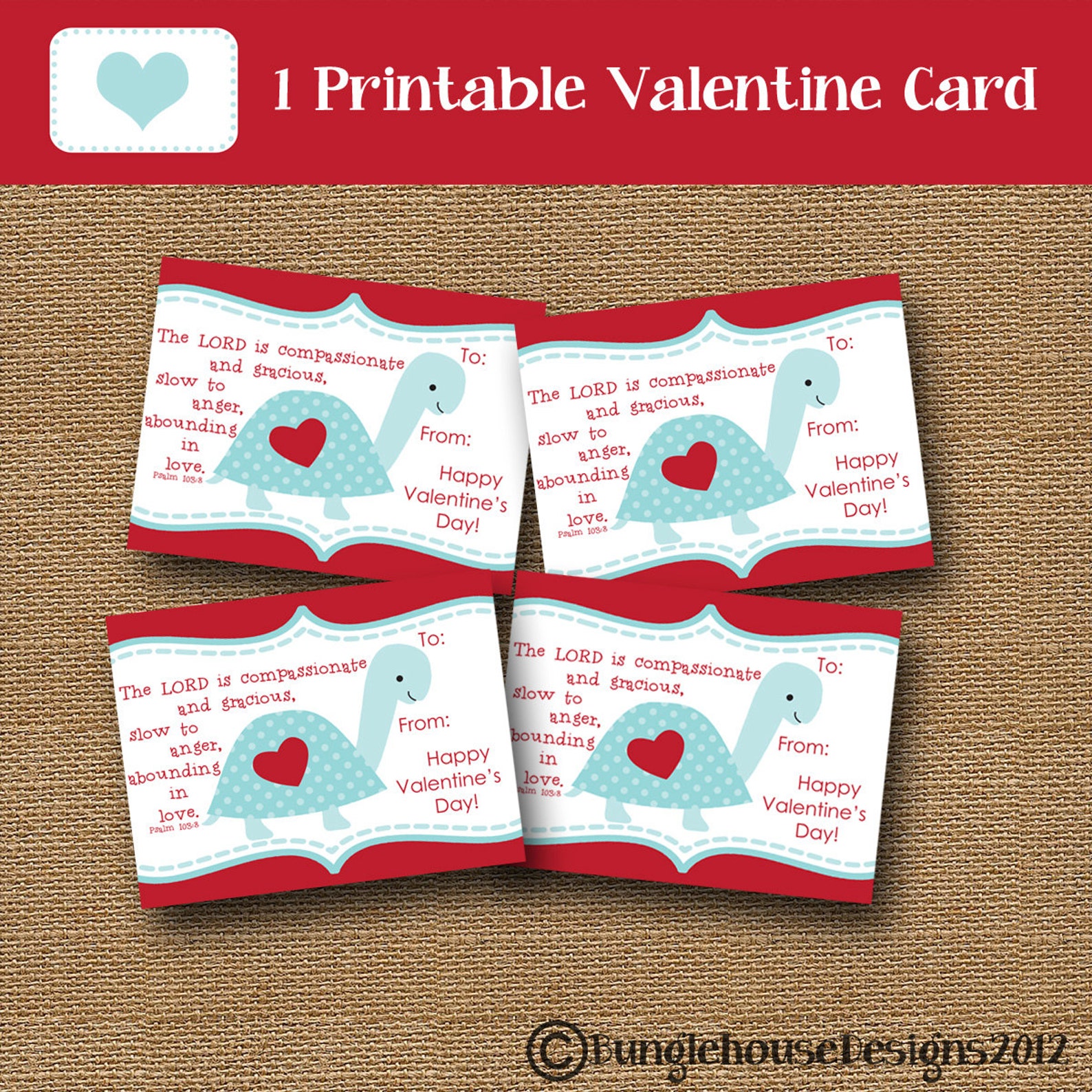 Printable Valentine Card Turtle Valentine Childrens | Etsy