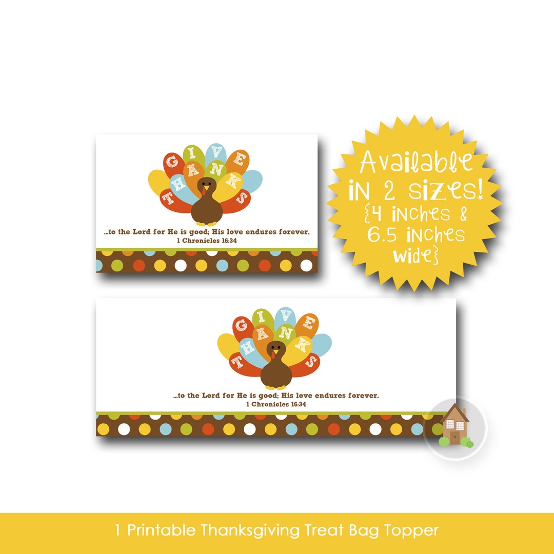 Thanksgiving Treat Bag Toppers for Kids Colorful Turkey - Etsy
