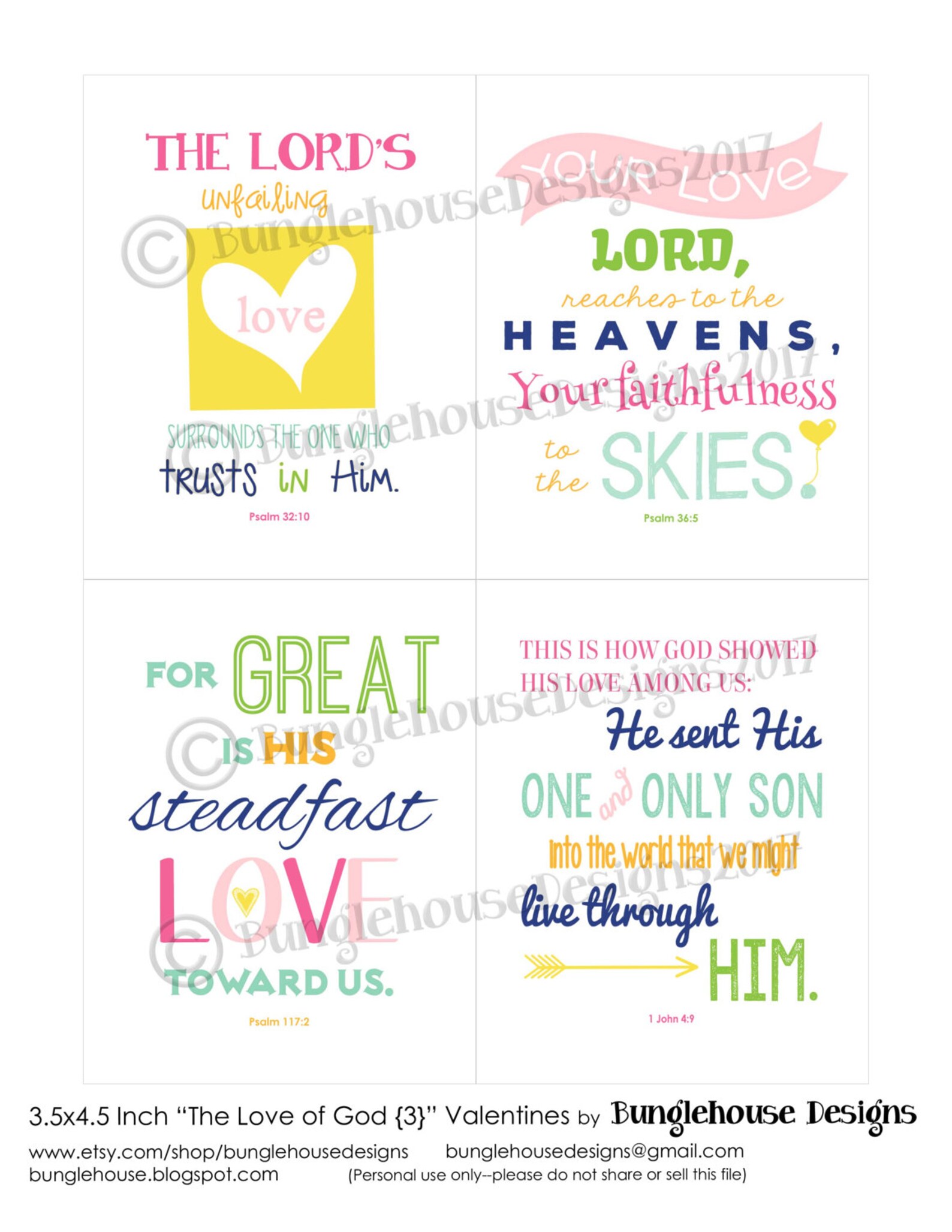 Set of 12 Scripture Valentines | Christian Valentines Bundle | Love of ...